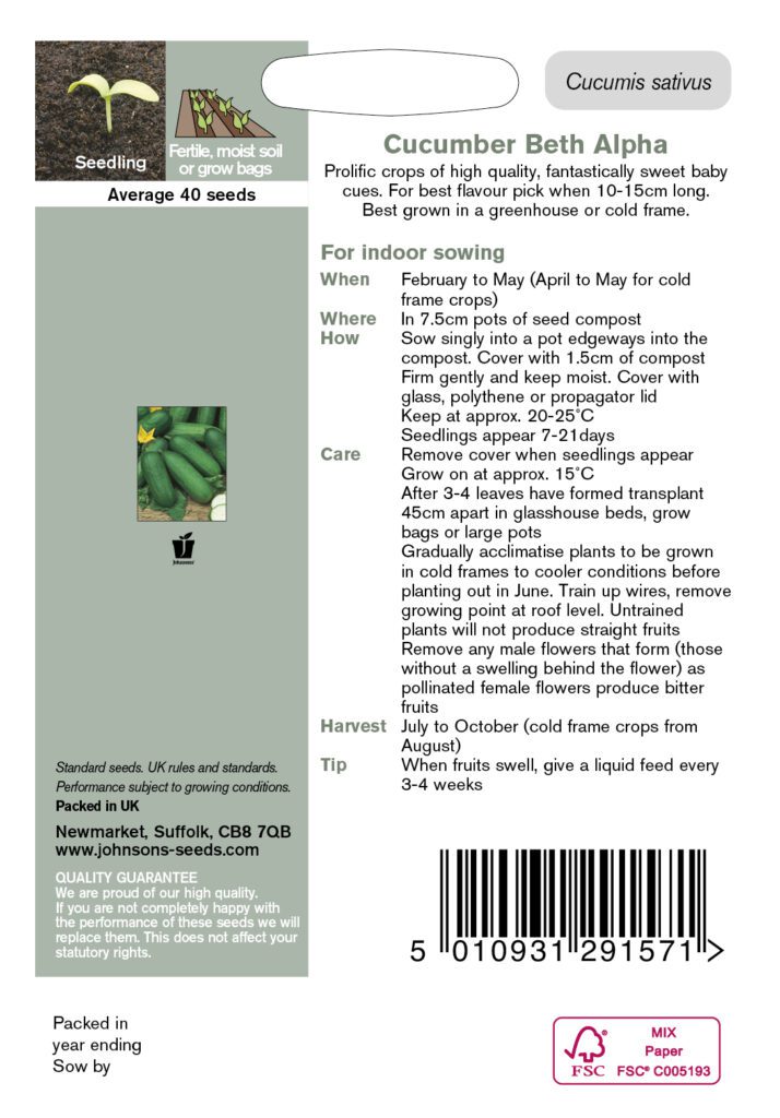 Cucumber Beth Alpha – Milestone Garden Centre